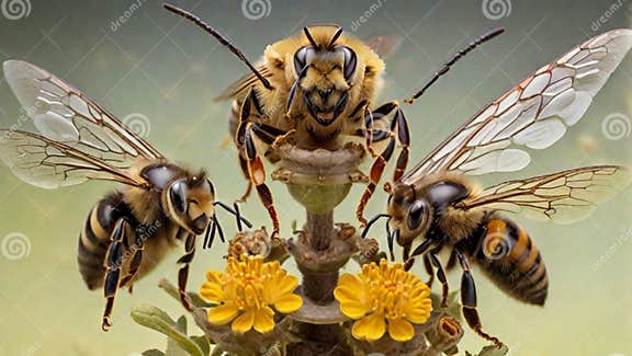 Three Types of Bees in a Cell Stock Illustration - Illustration of ...