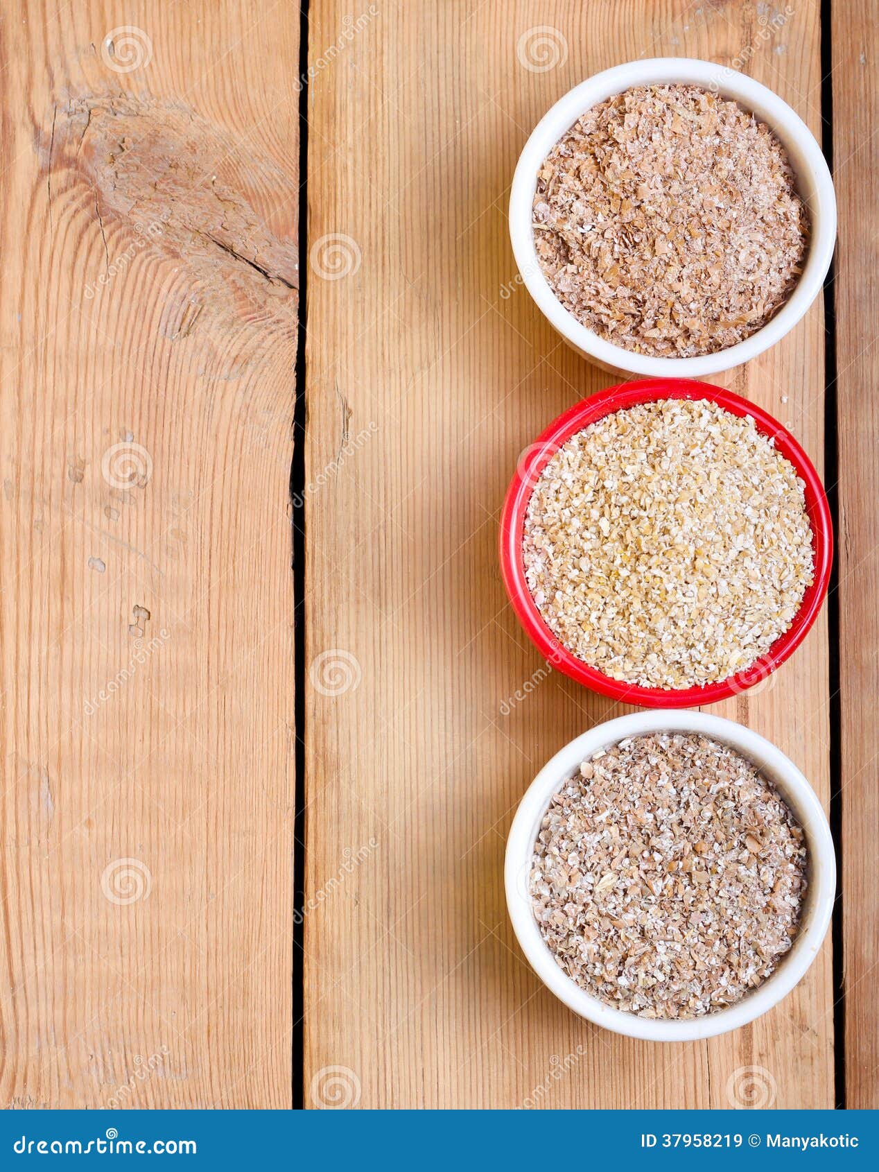 Three types of bran stock image. Image of three, healthy - 37958219