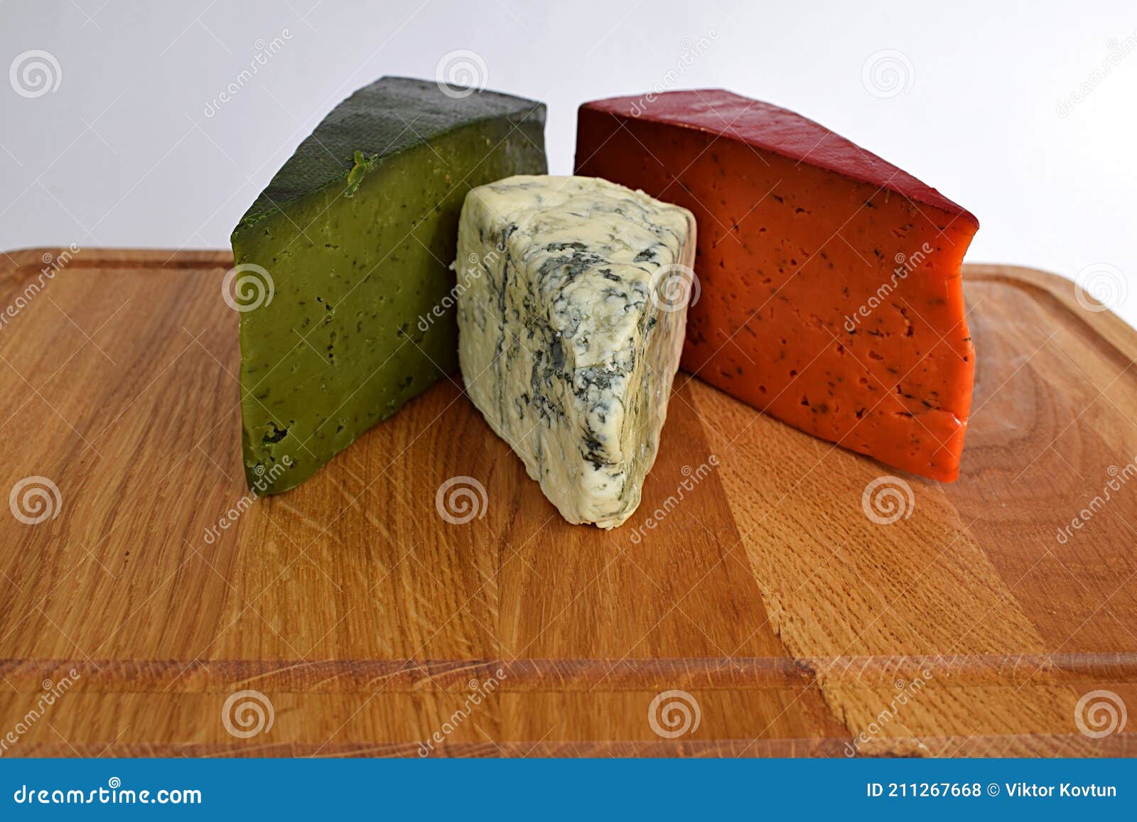 Three Types of Cheese on a Cutting Board Stock Photo - Image of fresh ...