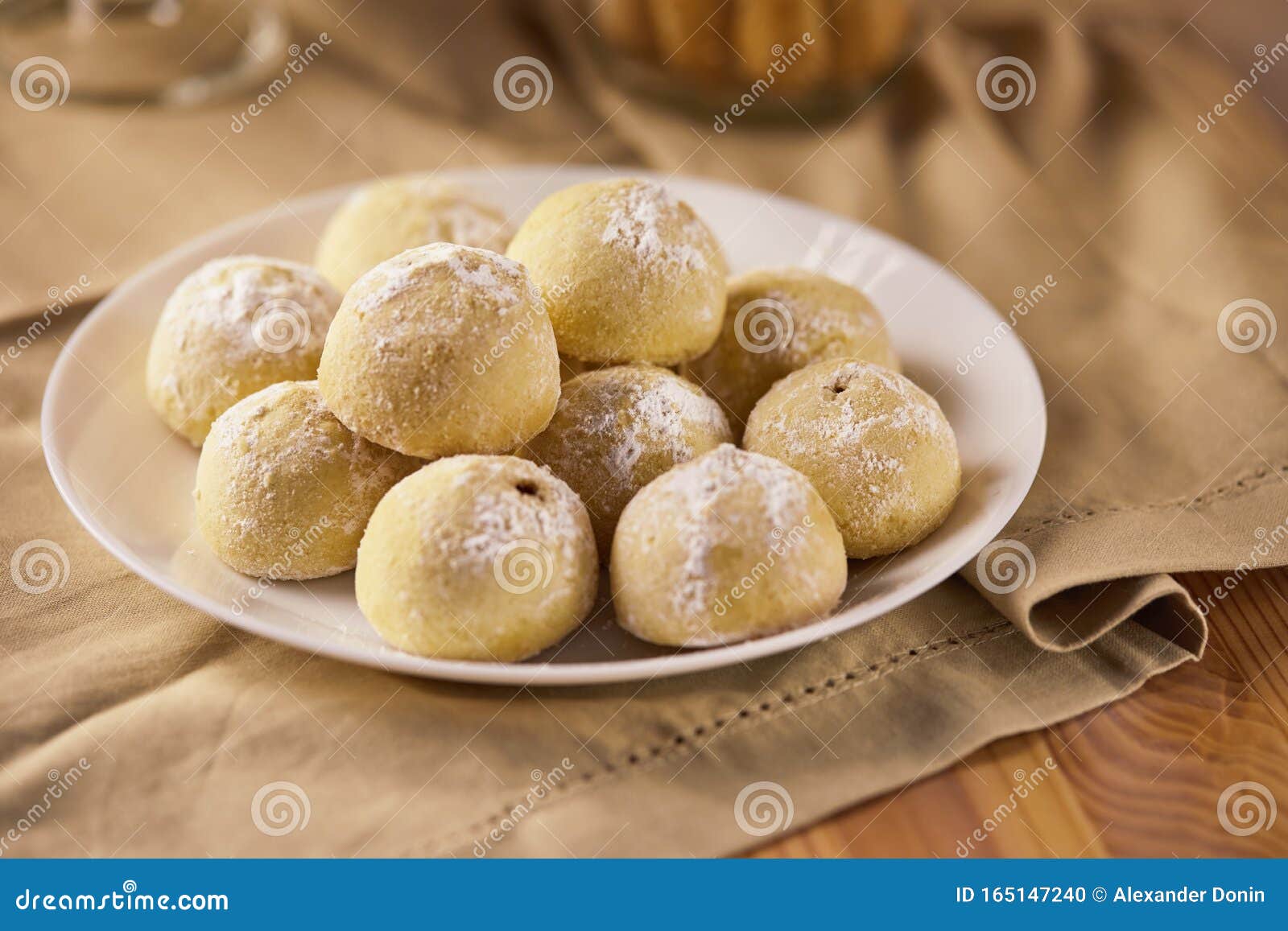 Three Types of Cookies in Beige Tones on a Napkin in a Plate and in a ...