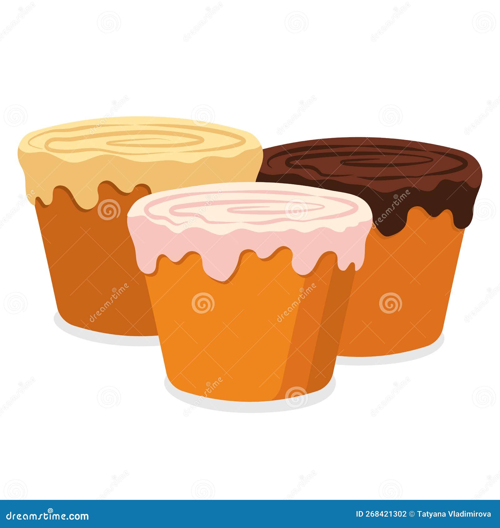 Three Types of Easter Cakes, Muffins with Multi-colored Icing. Stock ...