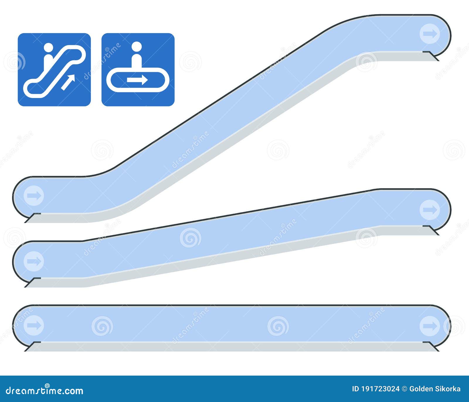 Three Types of Escalator. Escalator Isolated on White Background Stock ...