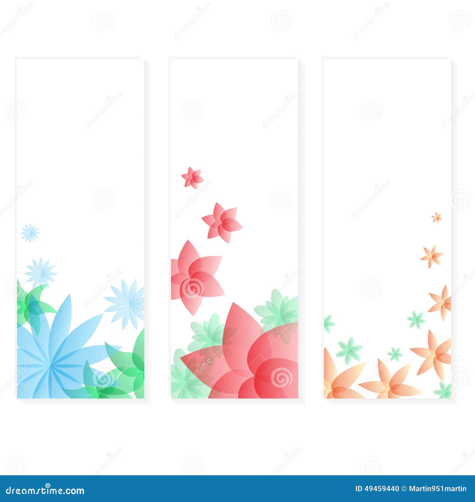 Three Types of Floral Vertical Banner Cards Stock Vector - Illustration ...