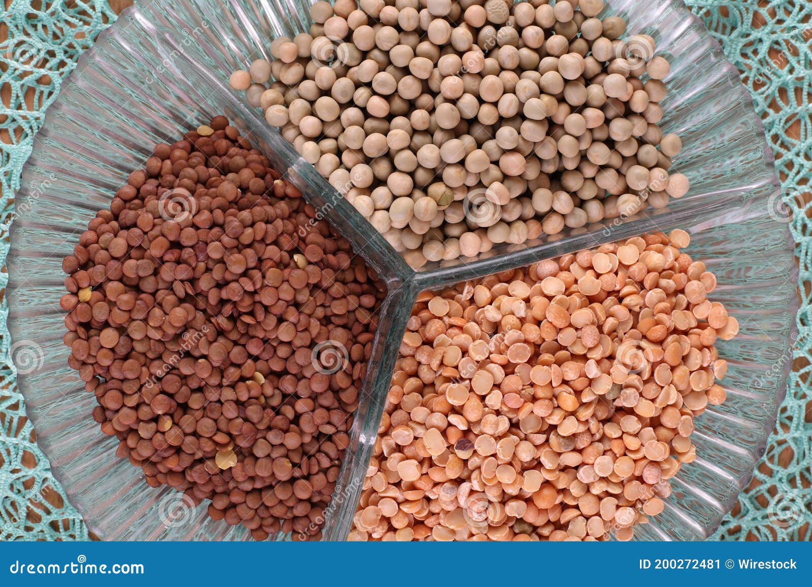 Types of Grain in a Separated Plate on Blue Layer Stock Image - Image ...