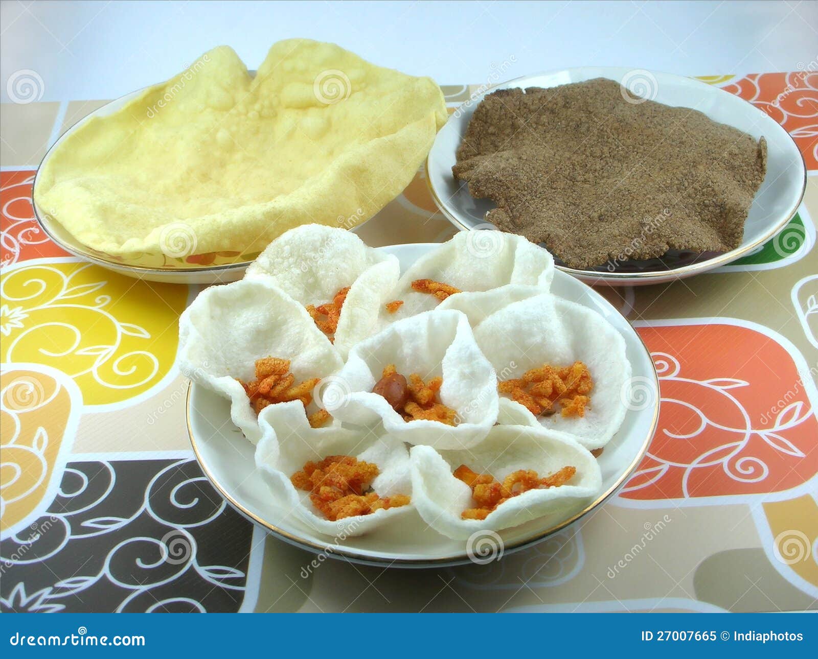 Three Types of Indian Wafers Known As Pappads. Stock Image - Image of ...