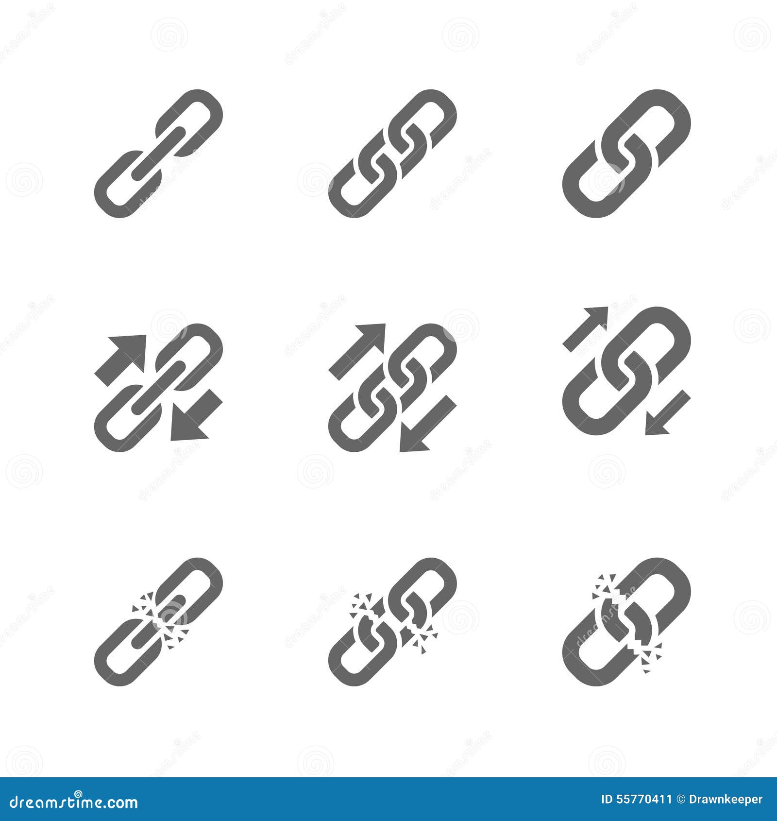 Three types of link icons stock vector. Illustration of linked - 55770411