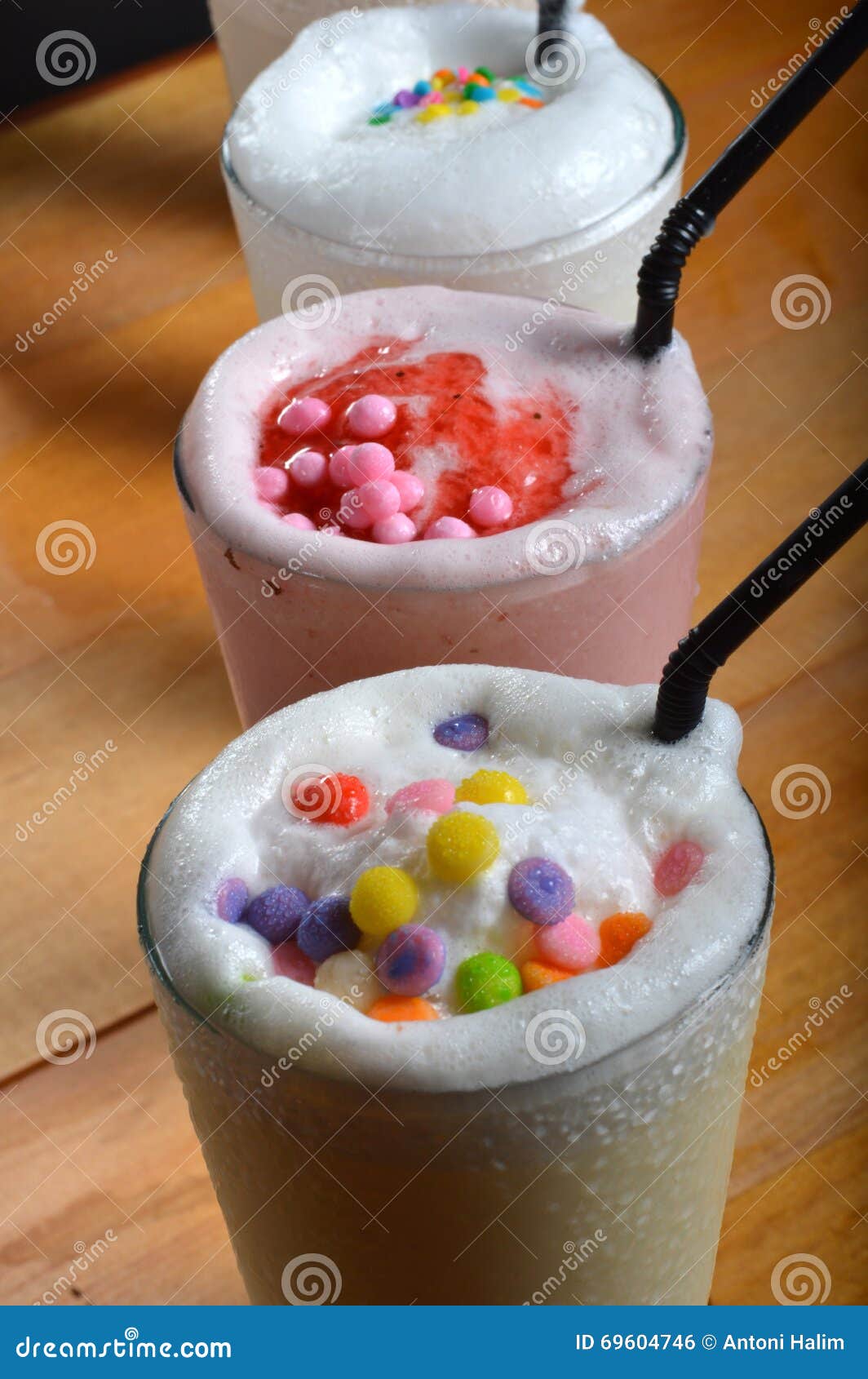 Three Types of Milkshake Drink Stock Photo - Image of frozen, healthy ...