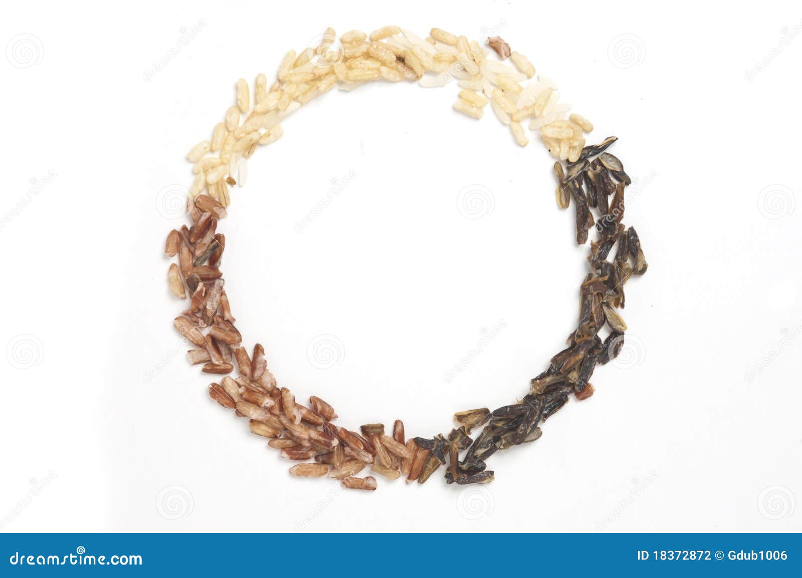 Three Types of Rice Creating a Circle Stock Photo - Image of selective ...