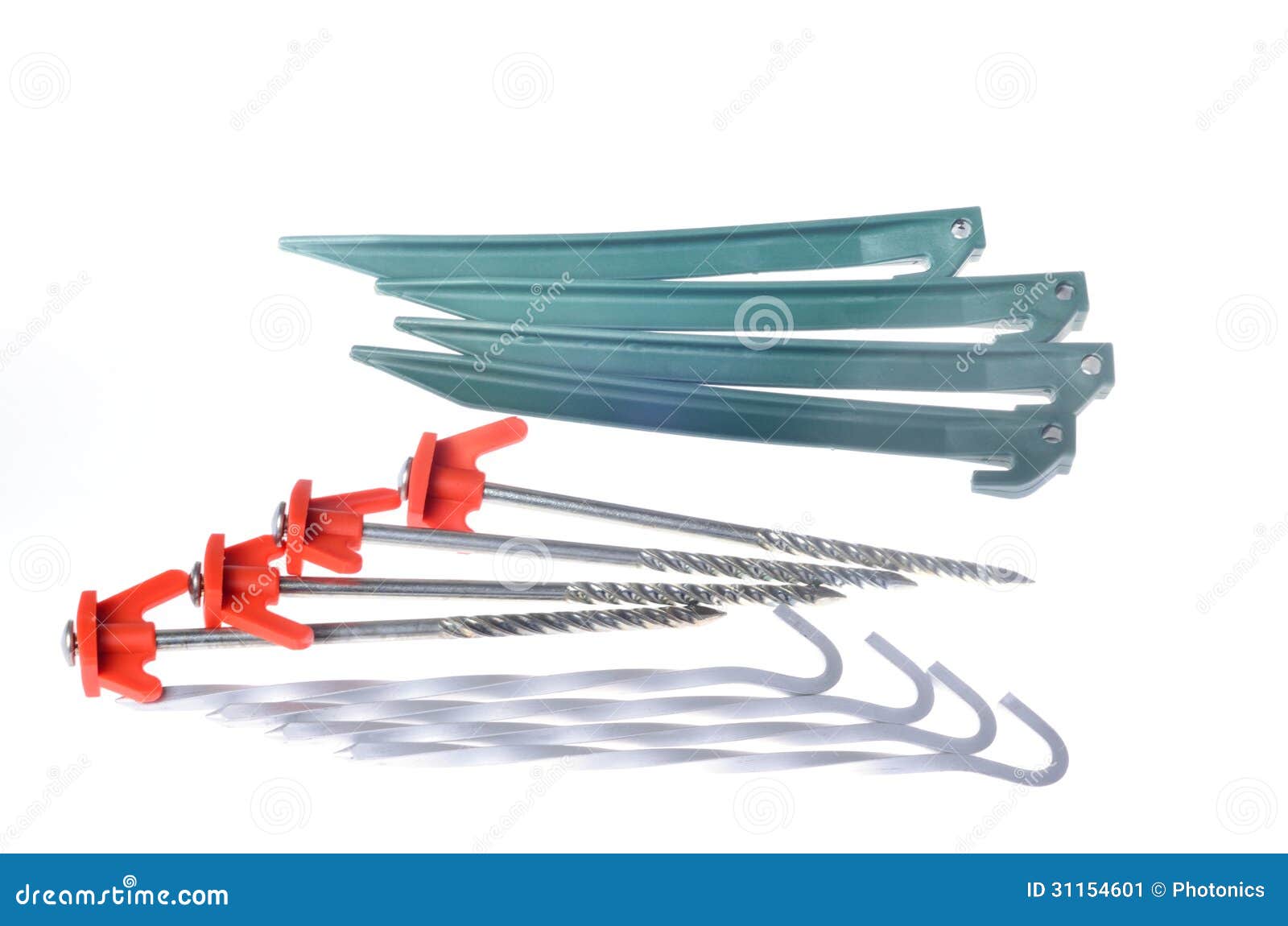 Three types of tent pegs stock image. Image of camp, orange - 31154601