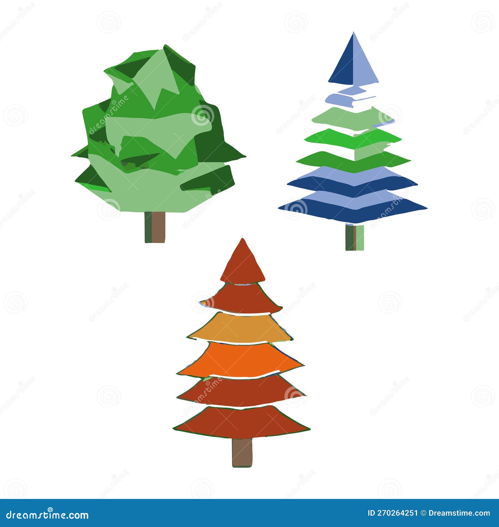 Three Types of Vector Icons of Trees Separated on White Stock Vector ...