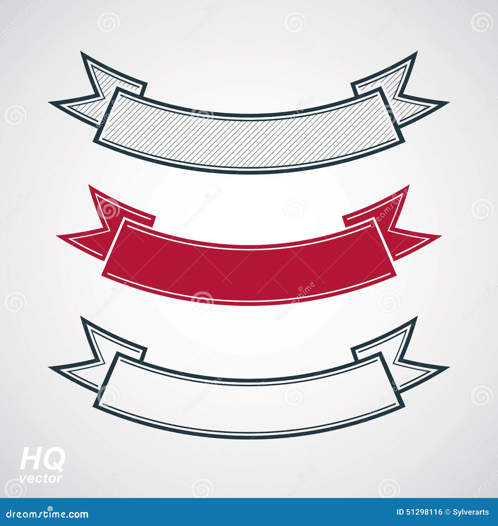 Three Undulate Vector Festive Ribbons, Classic Design Stripe ...