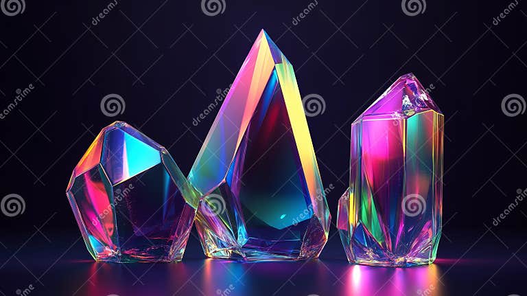 Colorful and Reflective Crystals Arranged in an Artistic Display ...