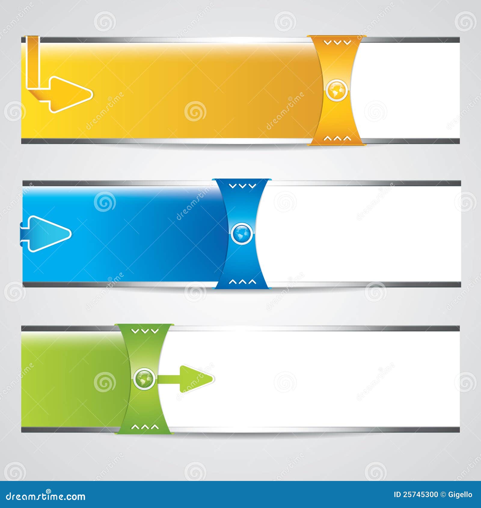 Three universal banner stock vector. Illustration of reflect - 25745300