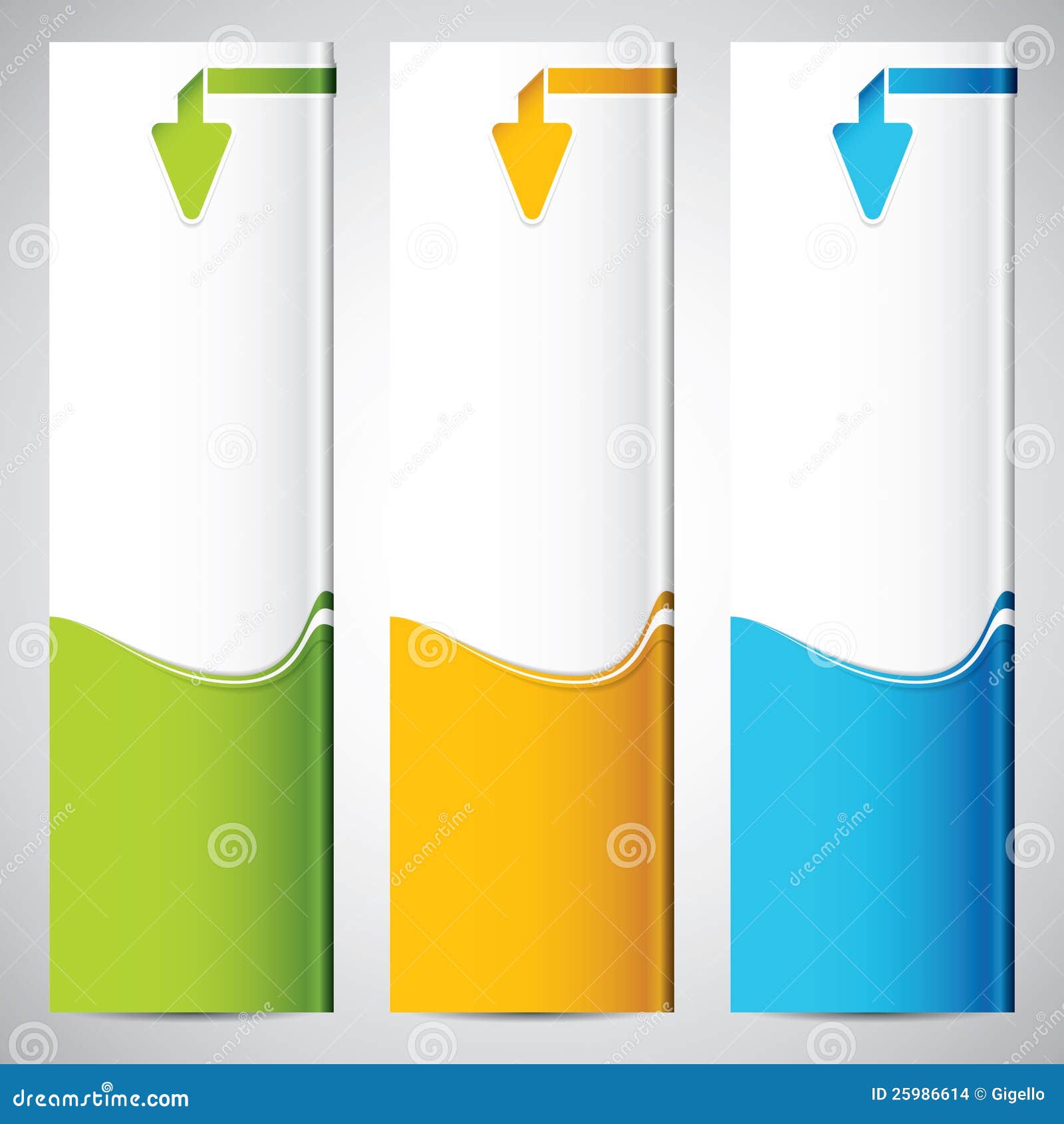 Three universal banner stock vector. Illustration of blue - 25986614