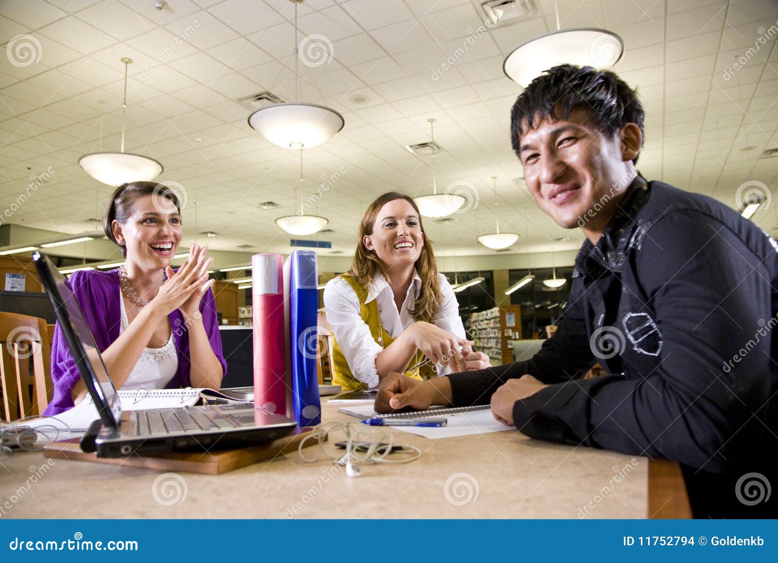 Three University Students Studying Together Stock Photo - Image of ...
