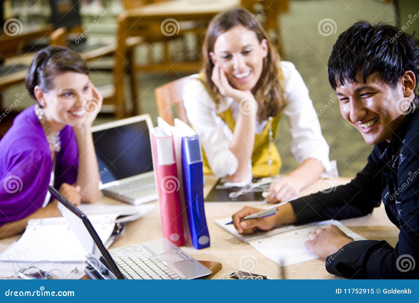 Three University Students Studying Together Stock Image - Image of ...