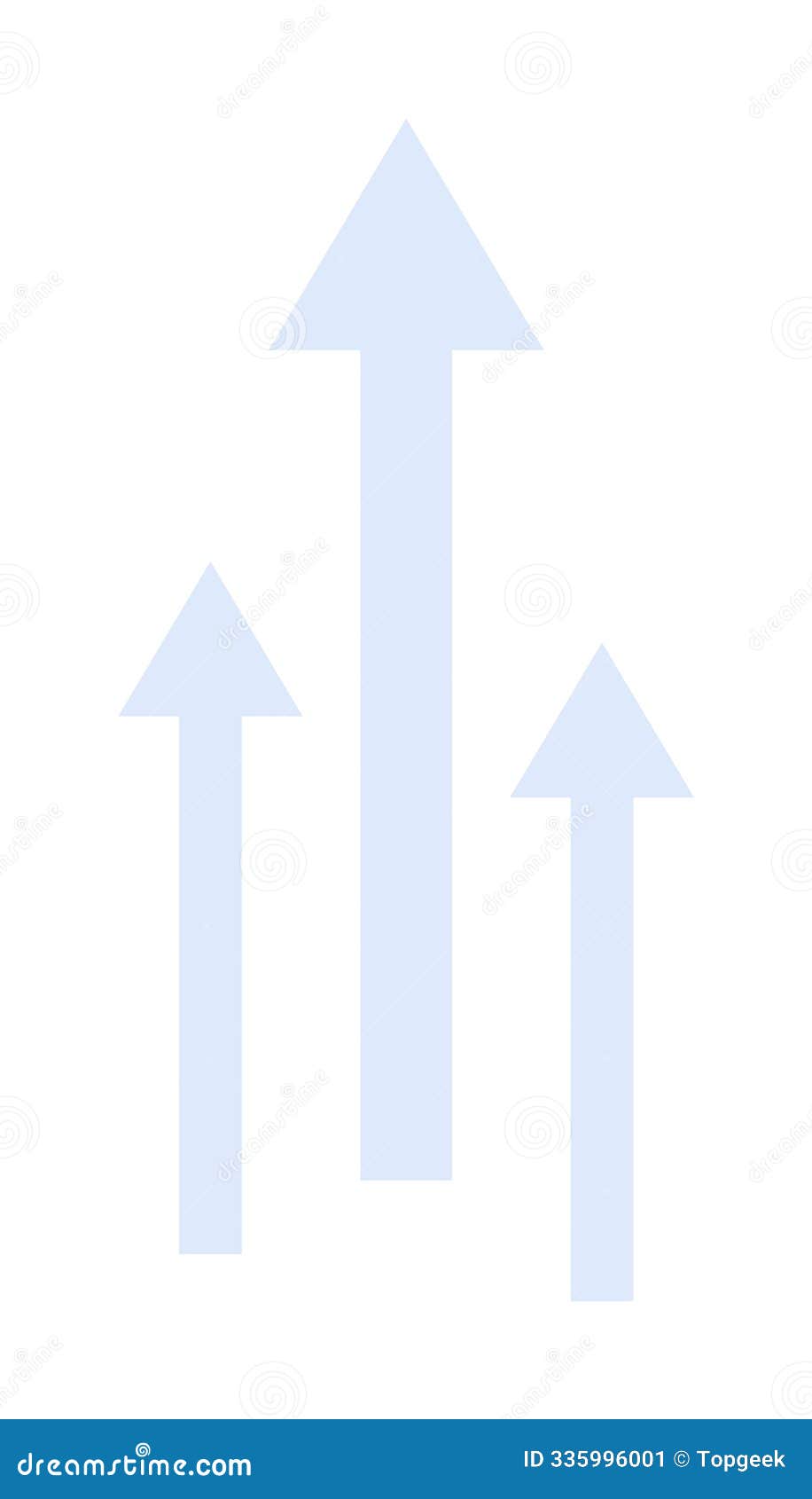 Three Upward Pointing Arrows in Light Blue on White Background, Large ...