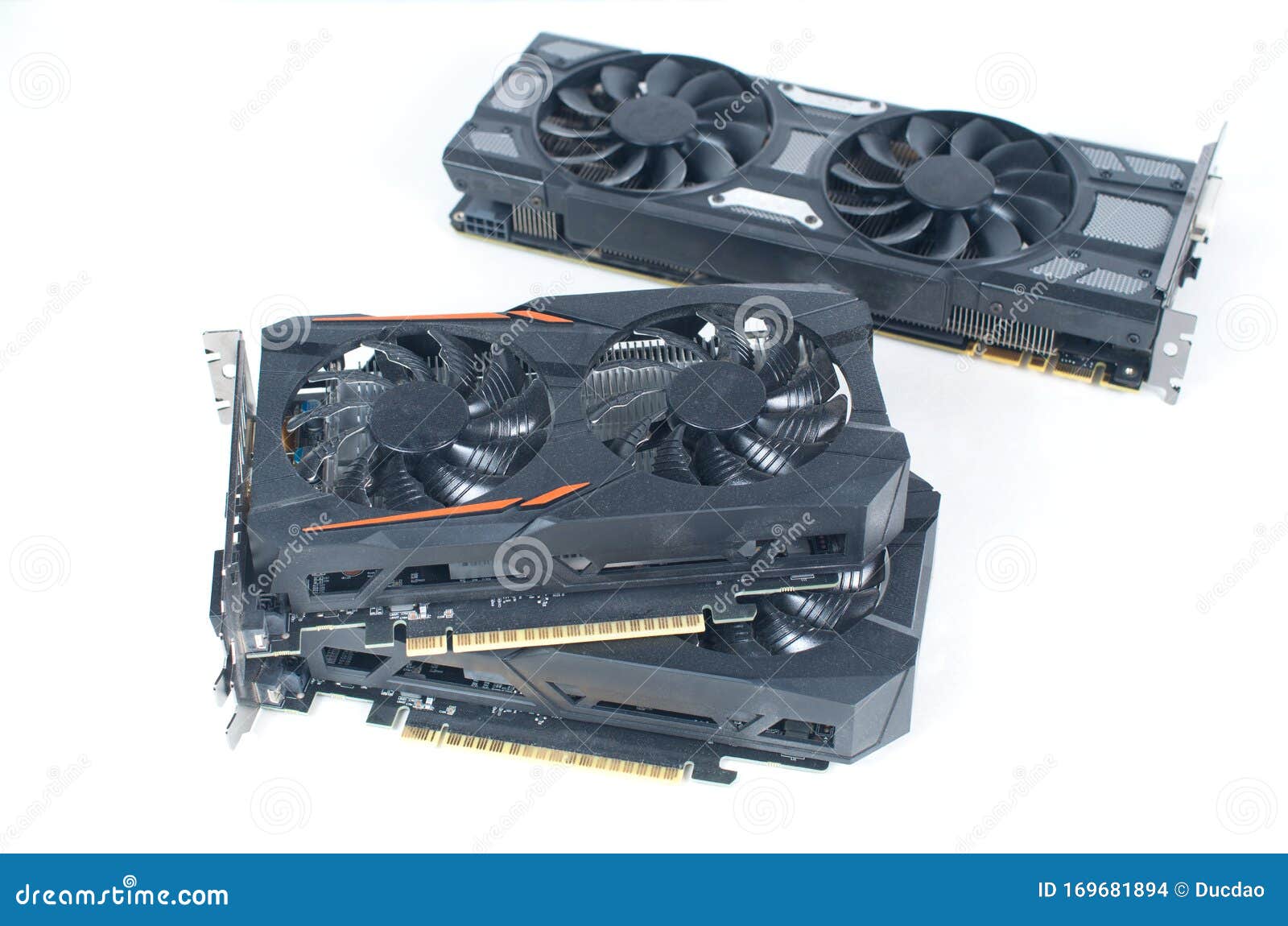 Three used graphical cards stock photo. Image of broke - 169681894