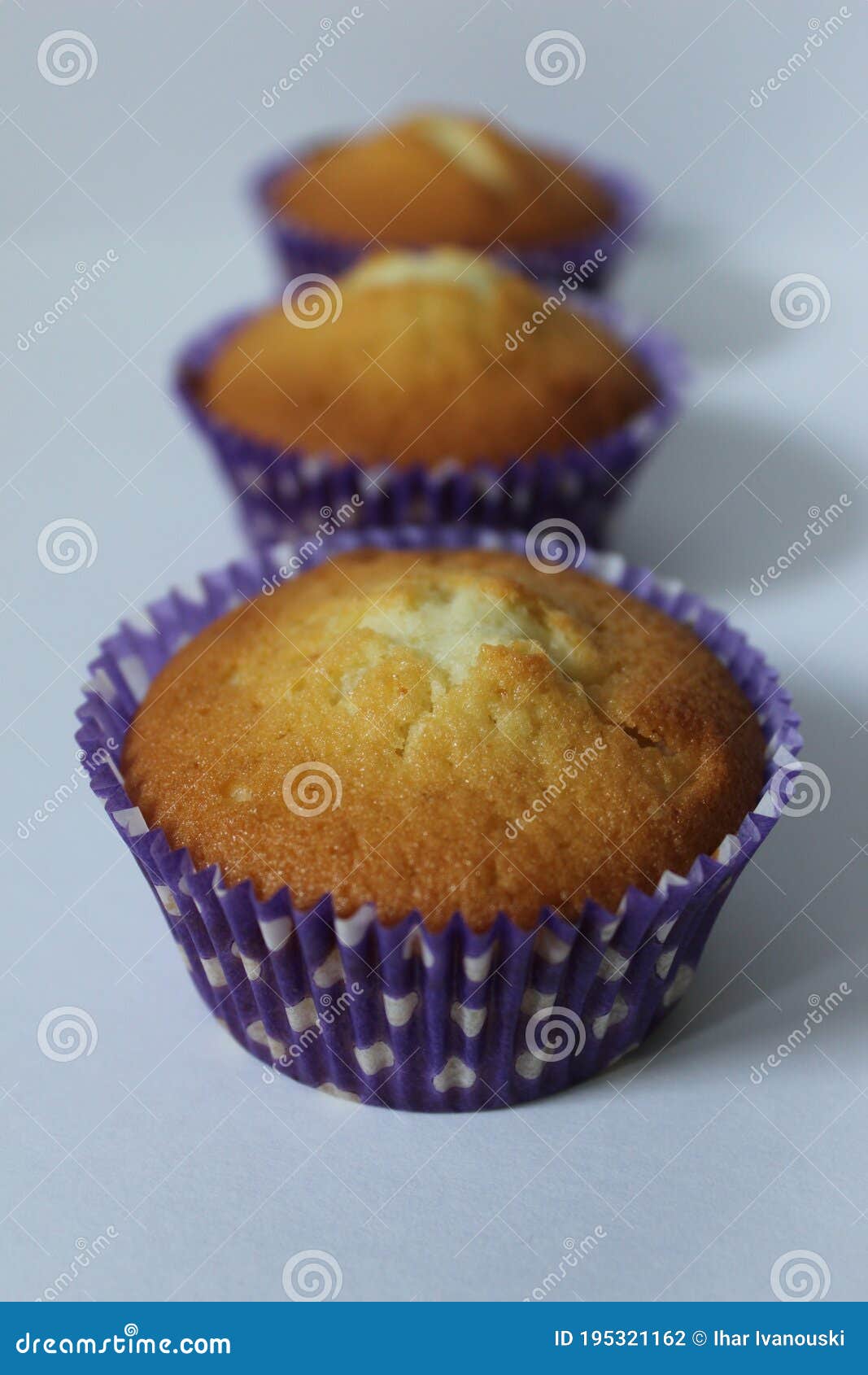 Three Vanilla-flavored Cupcakes Home-baked .Texture or Background Stock ...