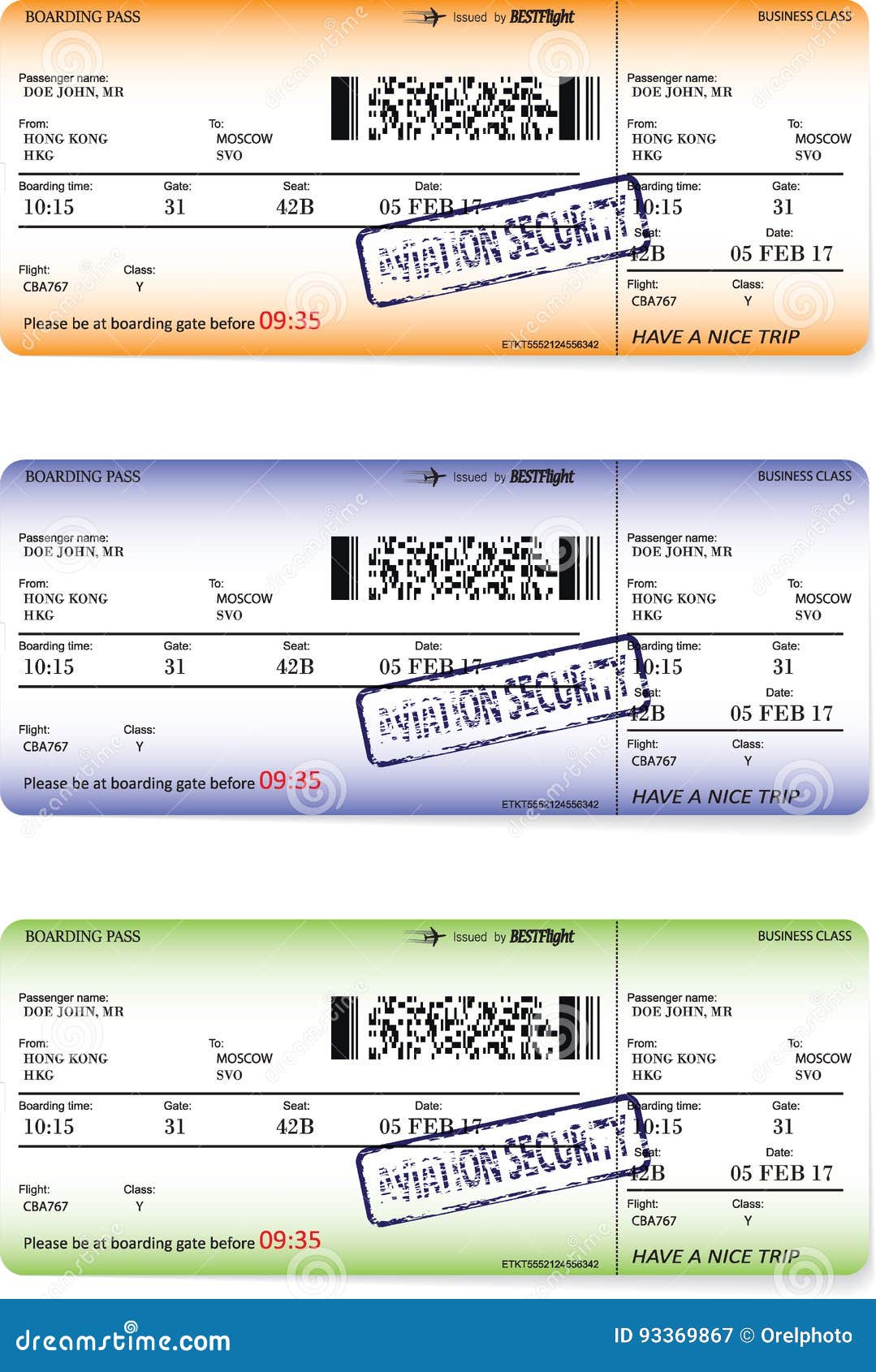 Three Variants of Boarding Pass Ticket Patterns Stock Vector ...