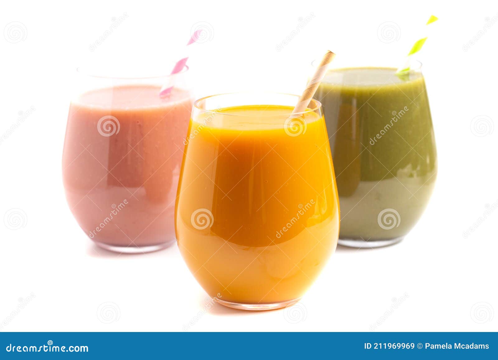 Three Varieties of Healthy Smoothies on a White Background Stock Image ...