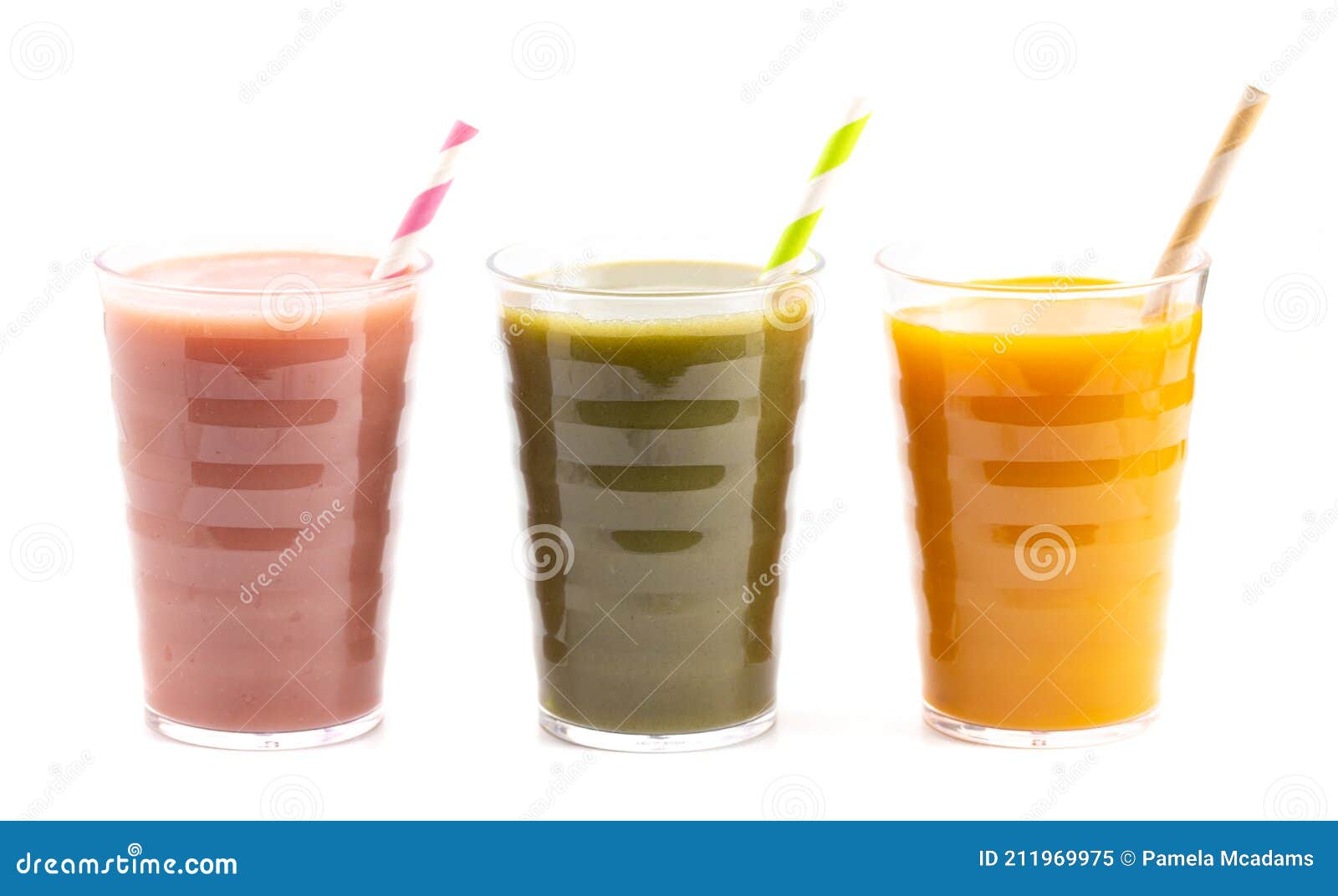 Three Varieties of Healthy Smoothies on a White Background Stock Image ...