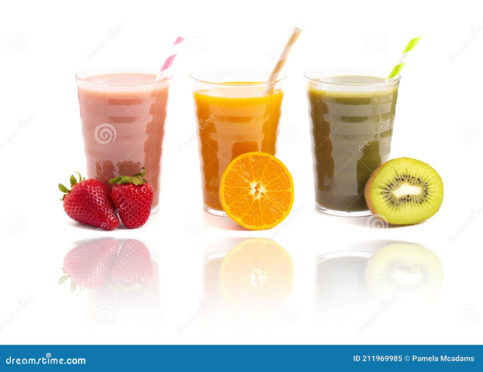Three Varieties of Healthy Smoothies on a White Background Stock Image ...