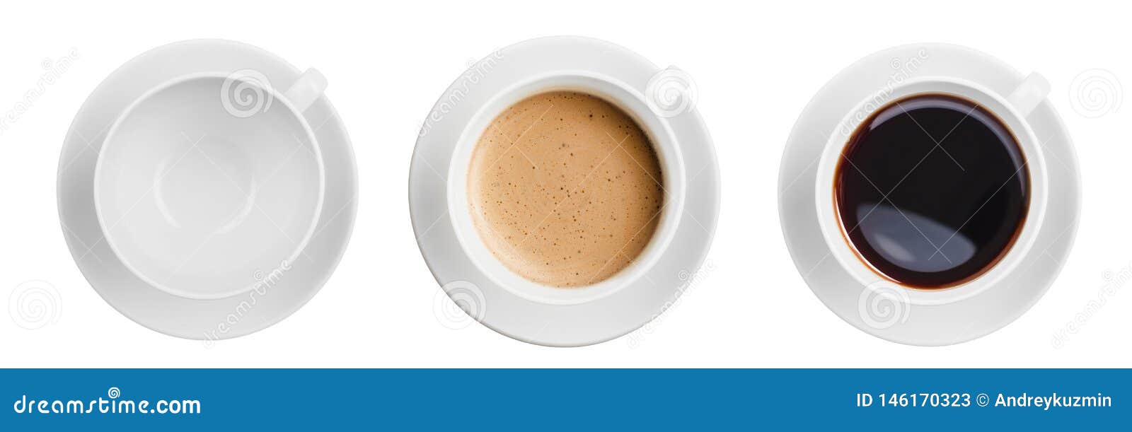 Coffee Cups Top View Including Empty One Set Isolated Stock Image ...