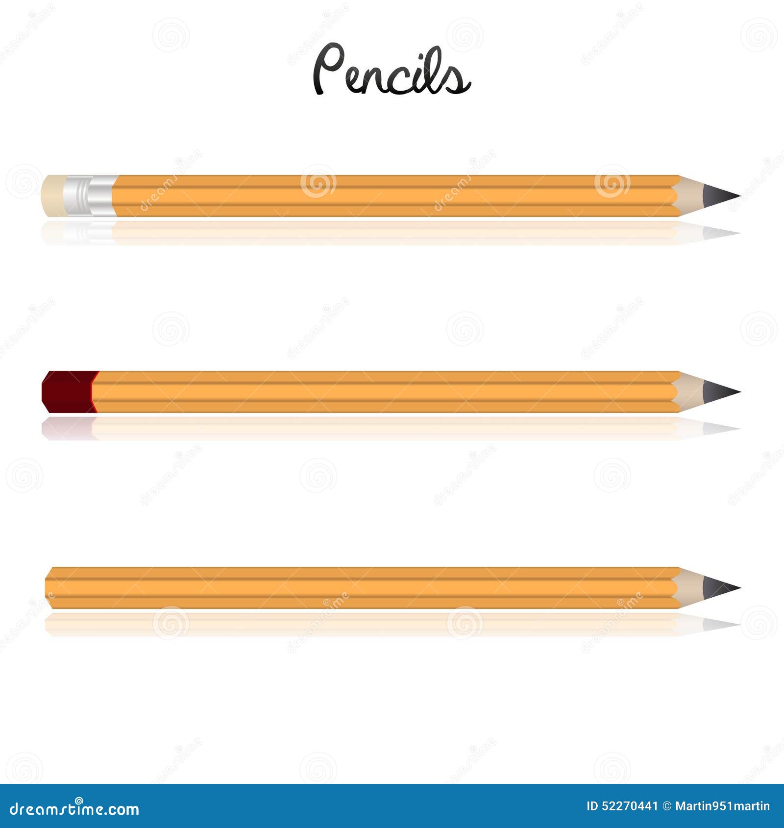 Three Various Wooden Vector Pencils Icons Stock Vector - Illustration ...