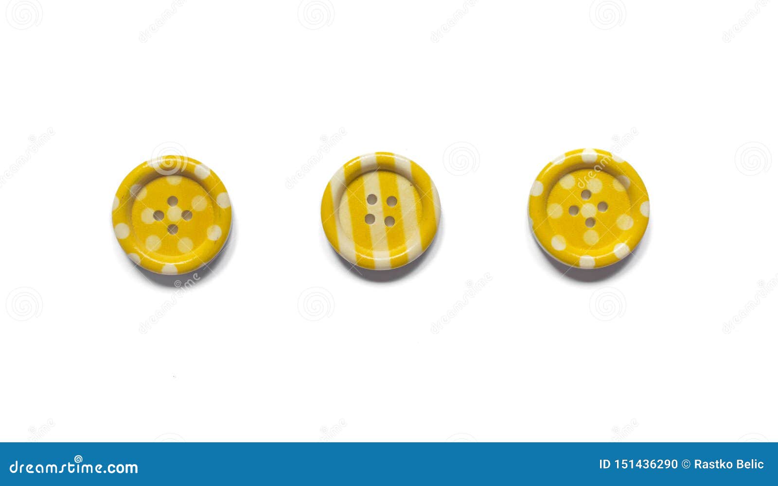 Three Various Yellow Sewing Buttons Isolated on Background Stock Photo ...