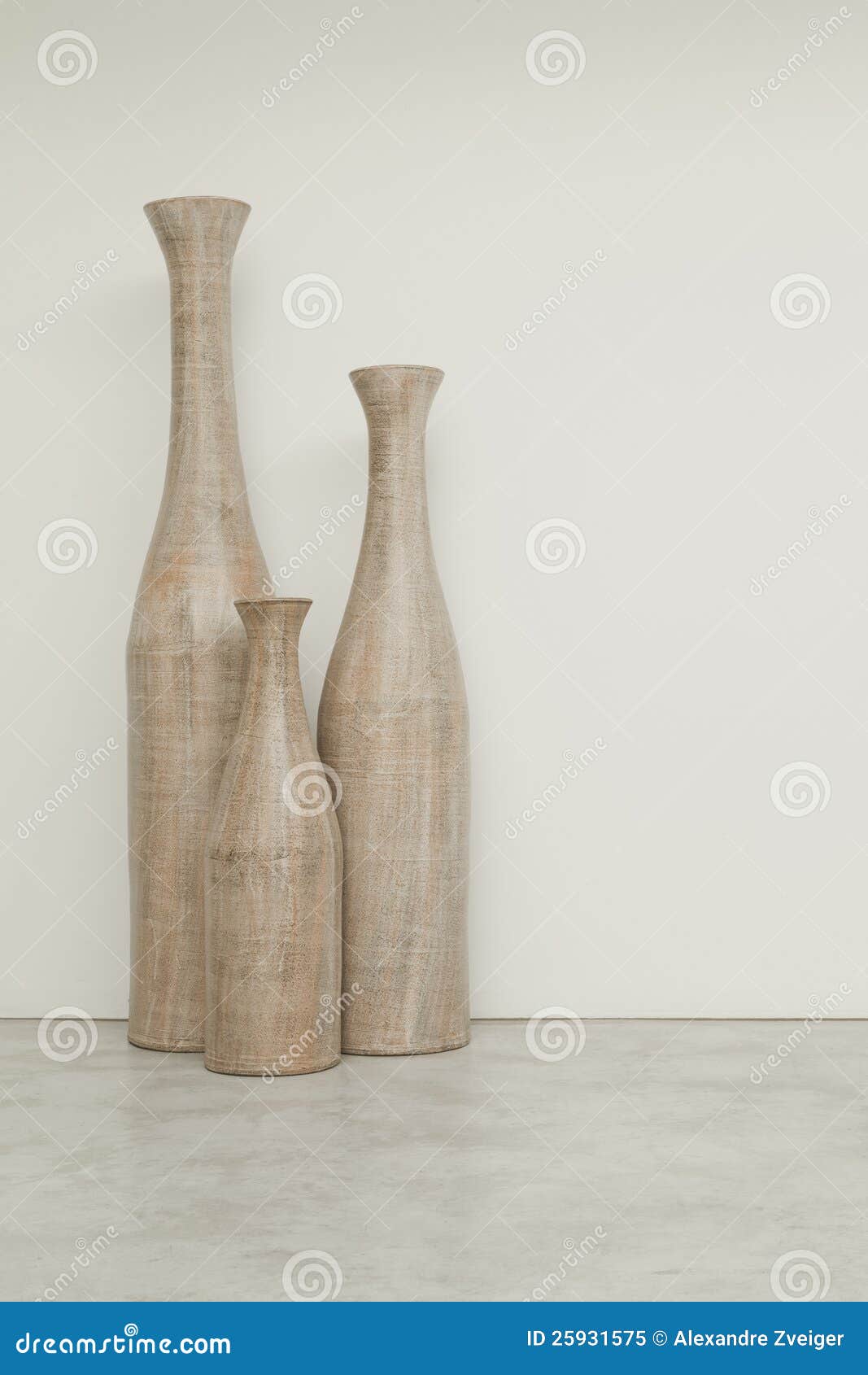 Three vases stock image. Image of space, brown, copy - 25931575