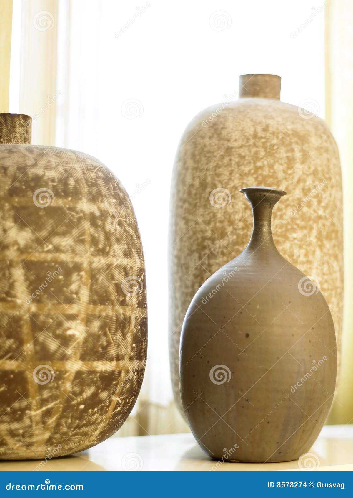 Three Vases stock photo. Image of bright, table, background - 8578274