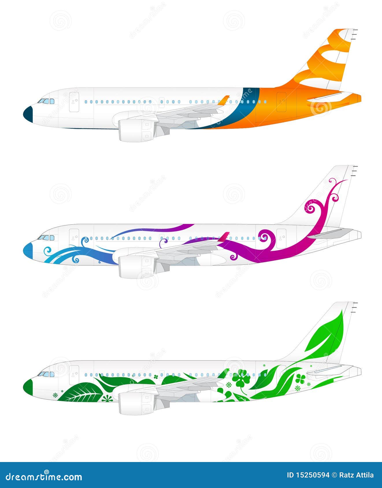 Vector Airplanes Icons Top View Vector Illustration Isolated On ...