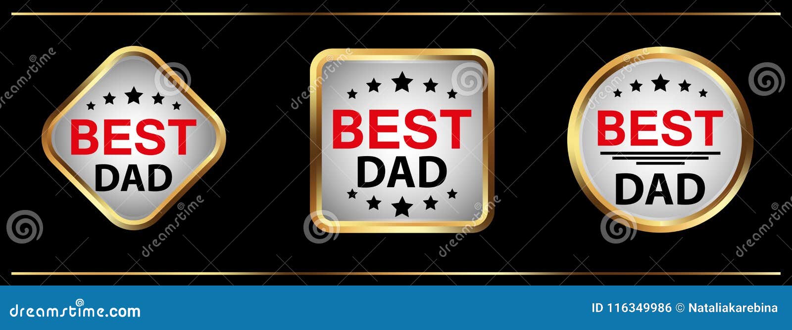 Three Vector Badges Collection Best Dad. Vector Stock Vector ...