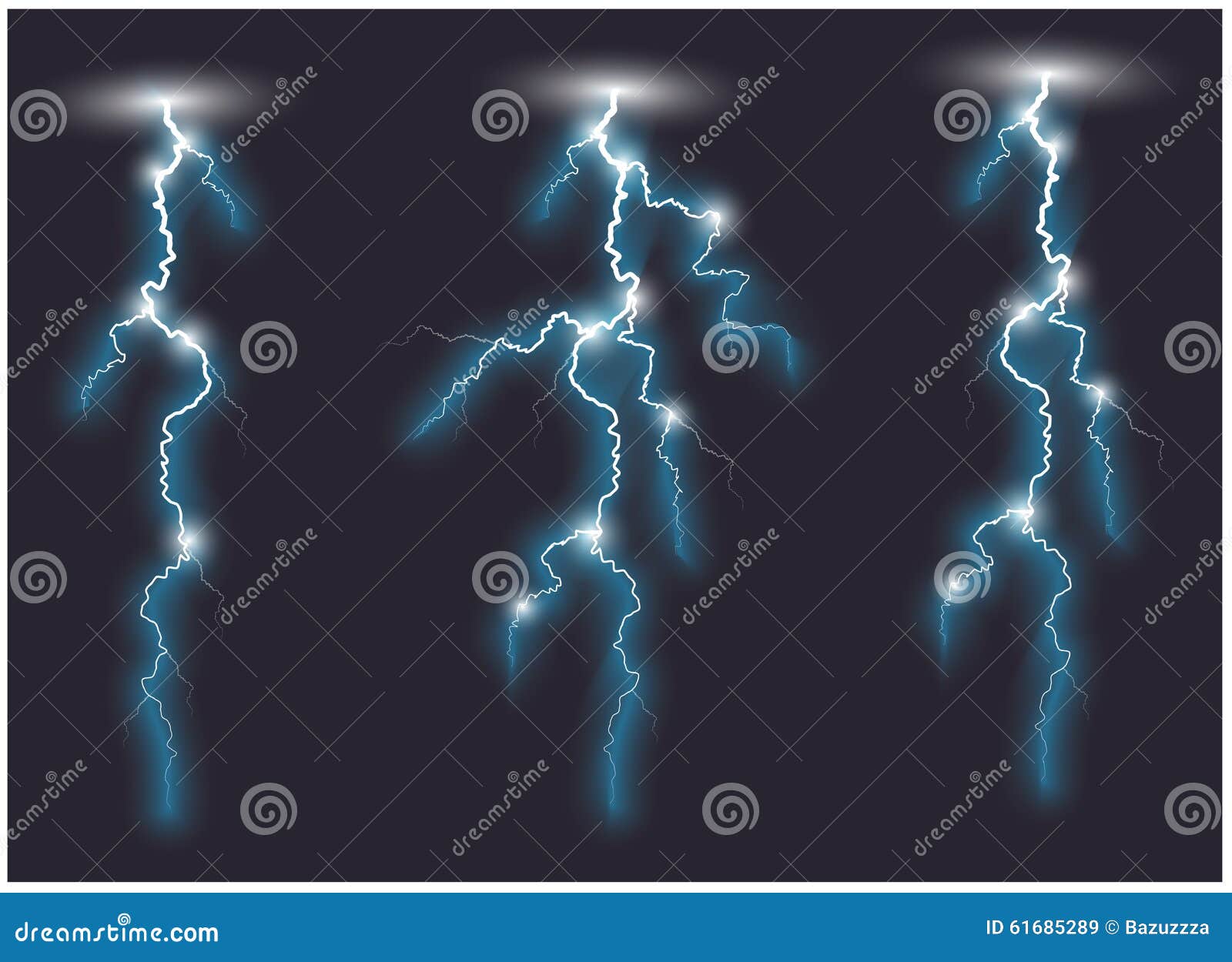 Three Vector Blue Oblique Lightning Lines Stock Vector - Illustration ...