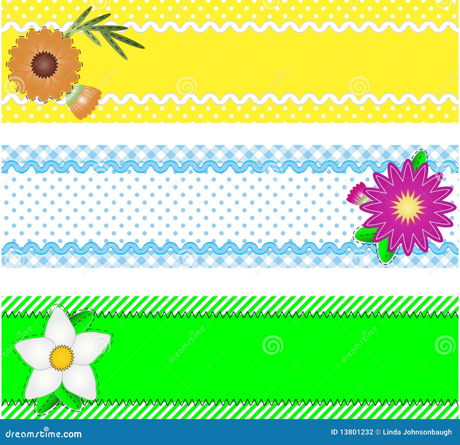 Three Vector Borders with Flowers and Copy Space Stock Vector ...