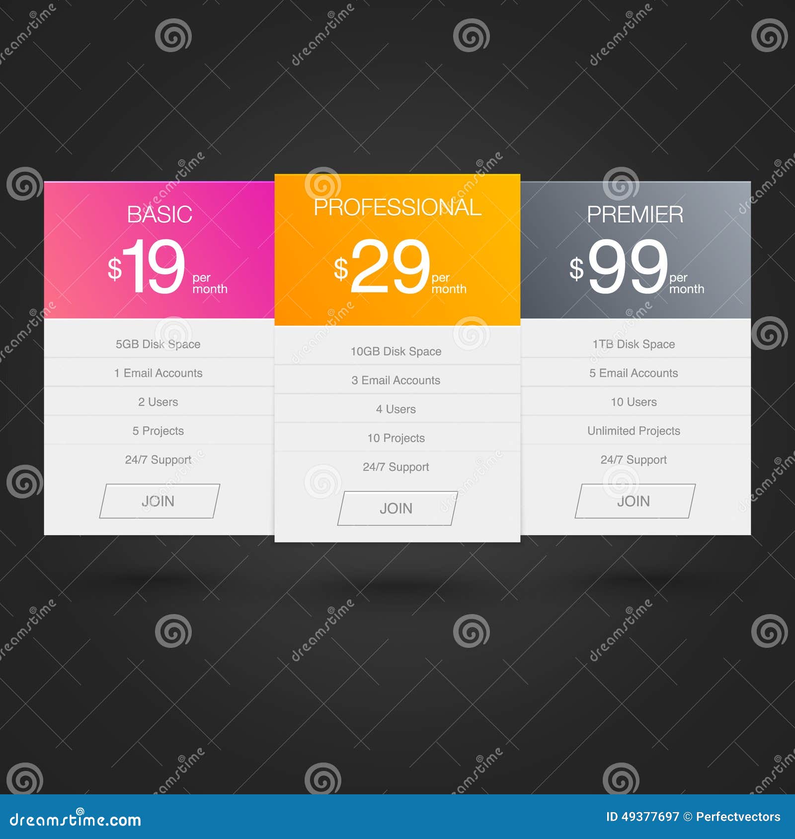 Vector Pricing Tables | CartoonDealer.com #41307433