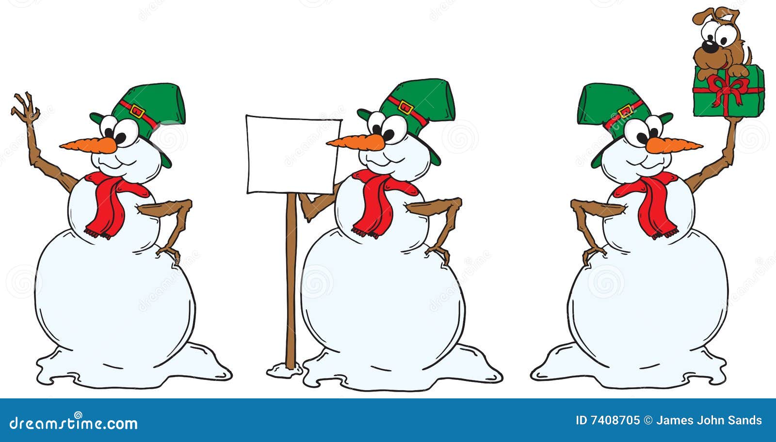 Three Vector Snowmen in Various Poses Stock Vector - Illustration of ...