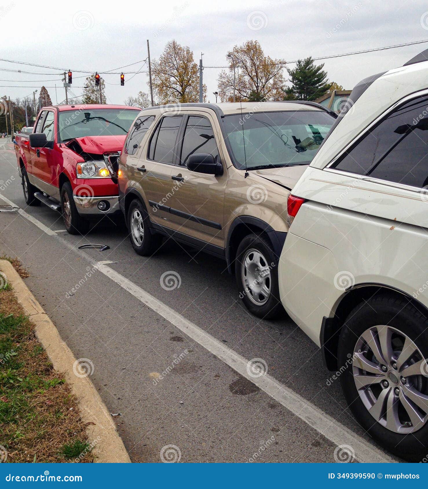 Three Vehicle Rear-end Chain Reaction Collision Stock Photo - Image of ...