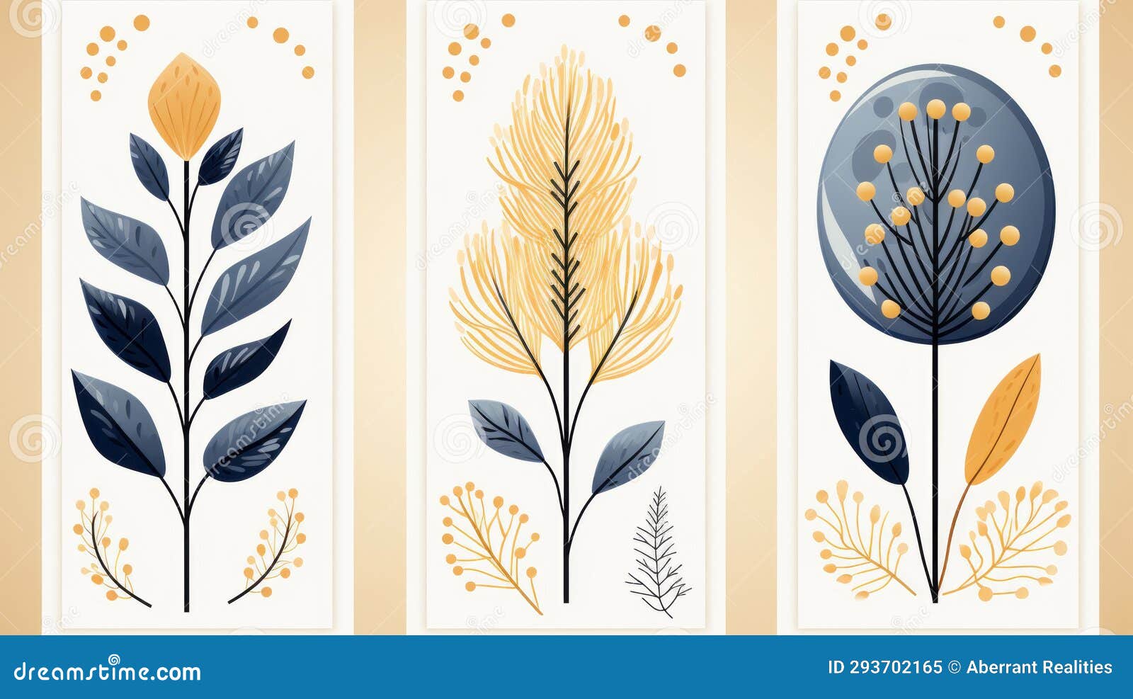 Three Vertical Banners with Flowers and Leaves Stock Illustration ...