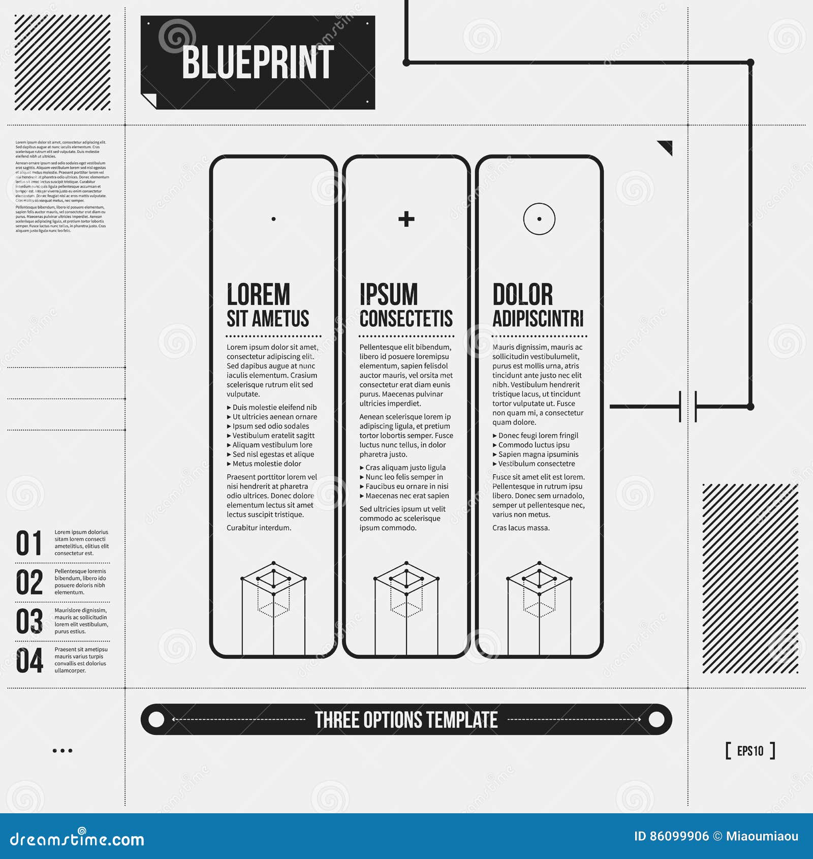 Three Vertical Banners/options in Draft Style Stock Vector ...
