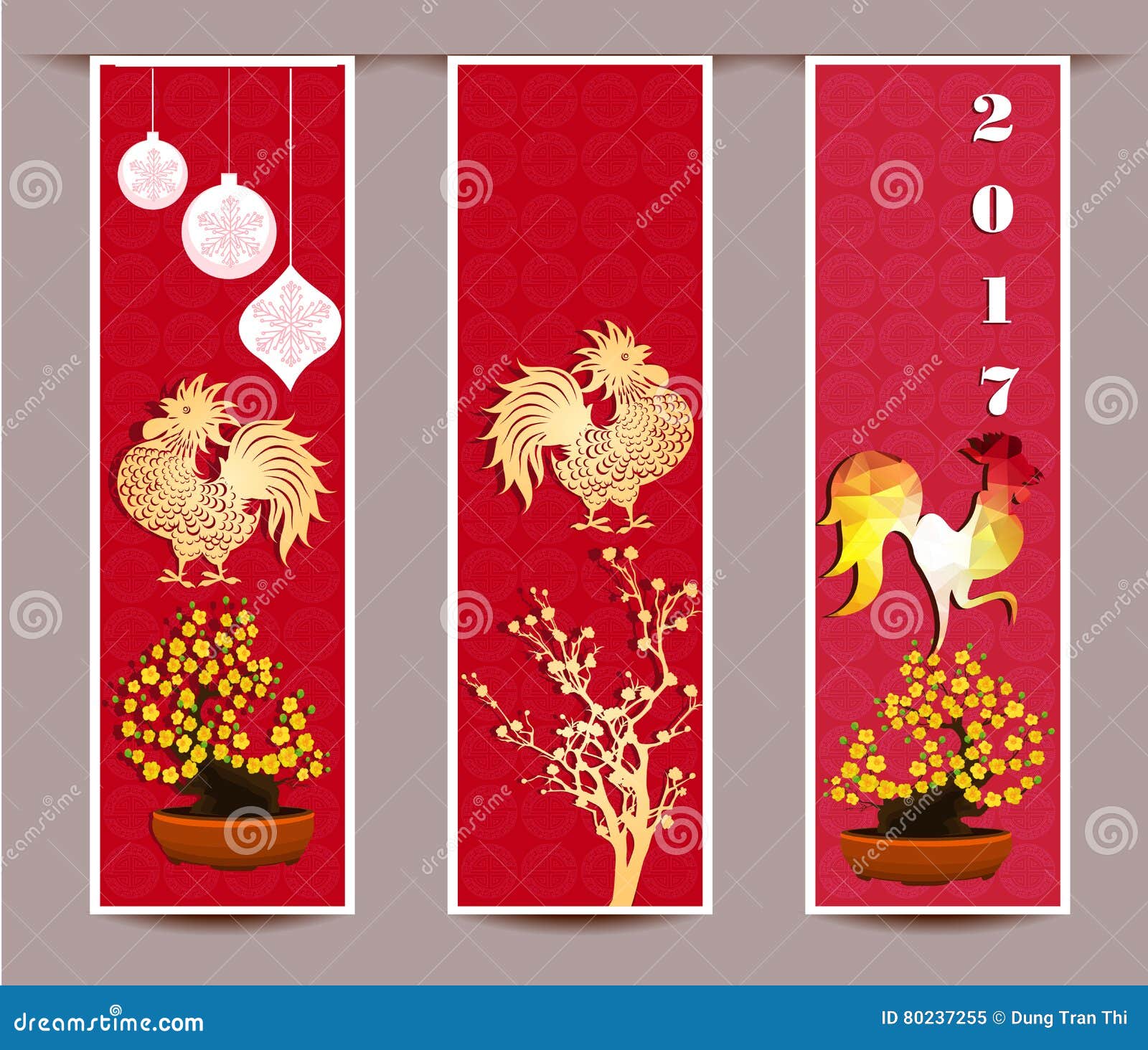 Three Vertical Banners Set for Chinese New Year of Rooster Stock Vector ...
