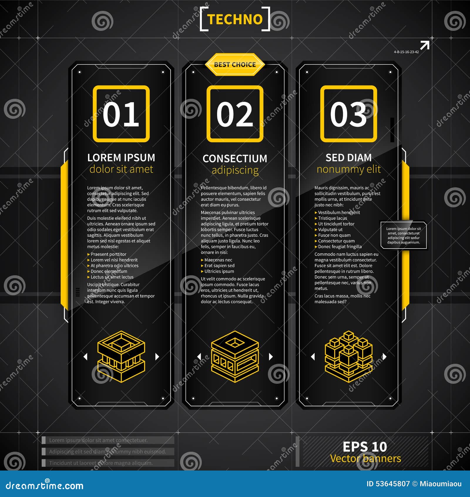 Three Vertical Banners in Techno Style. Stock Vector - Illustration of ...