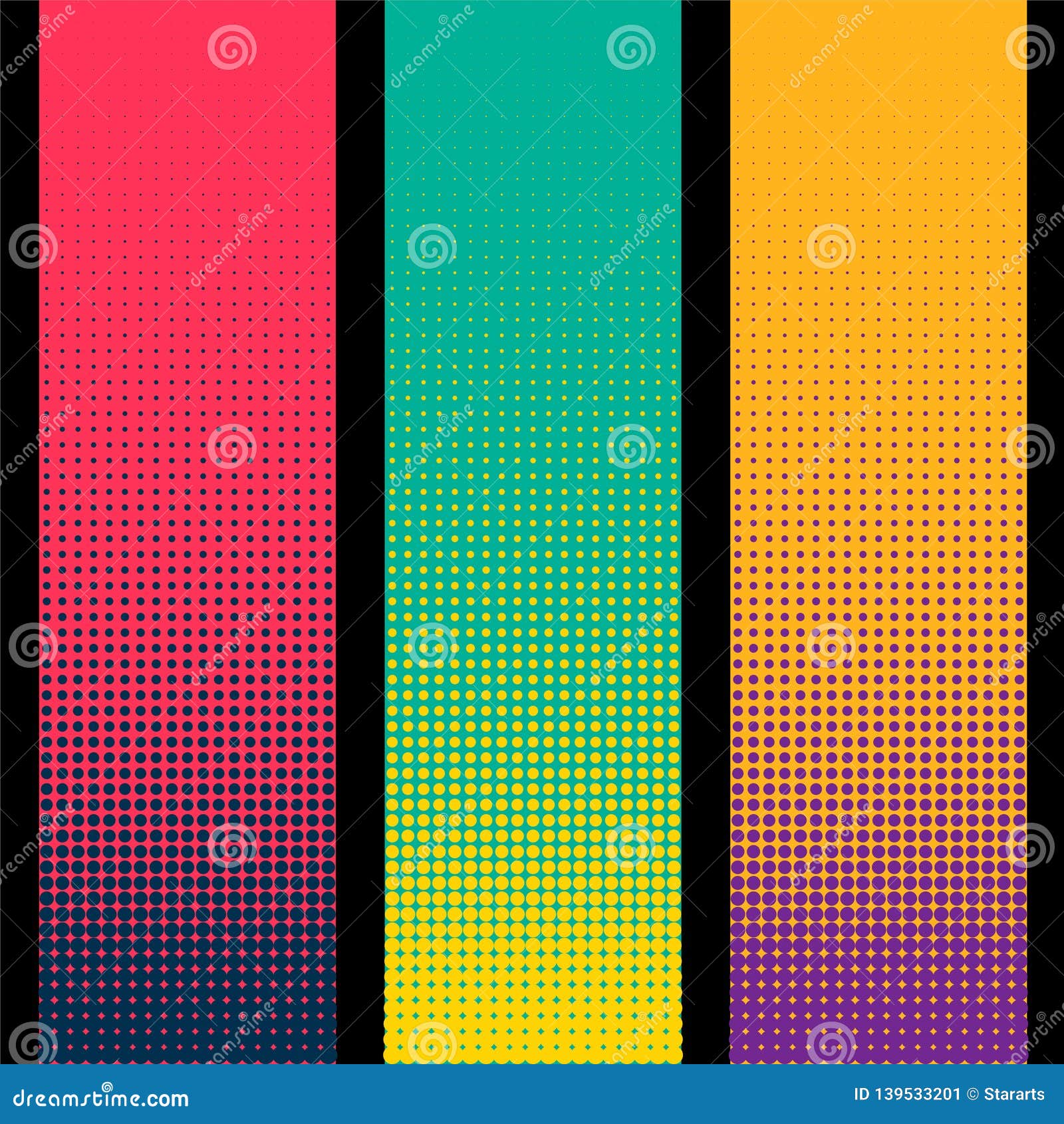 Three Vertical Halftone Banner in Different Colors Stock Vector ...