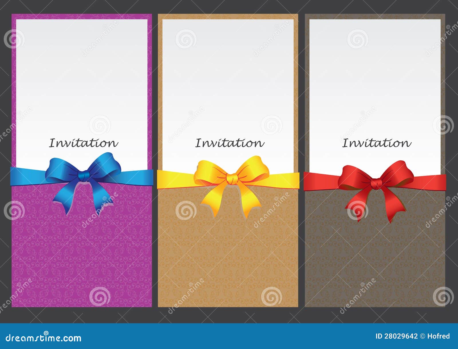 Three Vertical Invitation Card Stock Vector - Illustration of ...