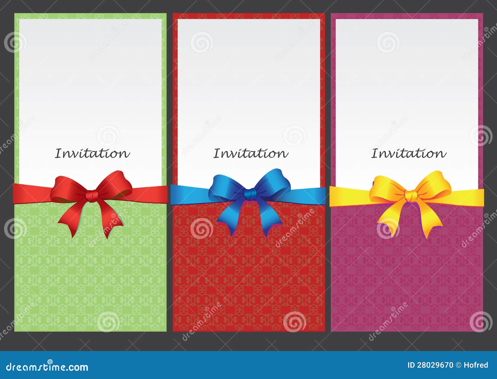 Three Vertical Invitation Card Stock Vector - Illustration of notice ...