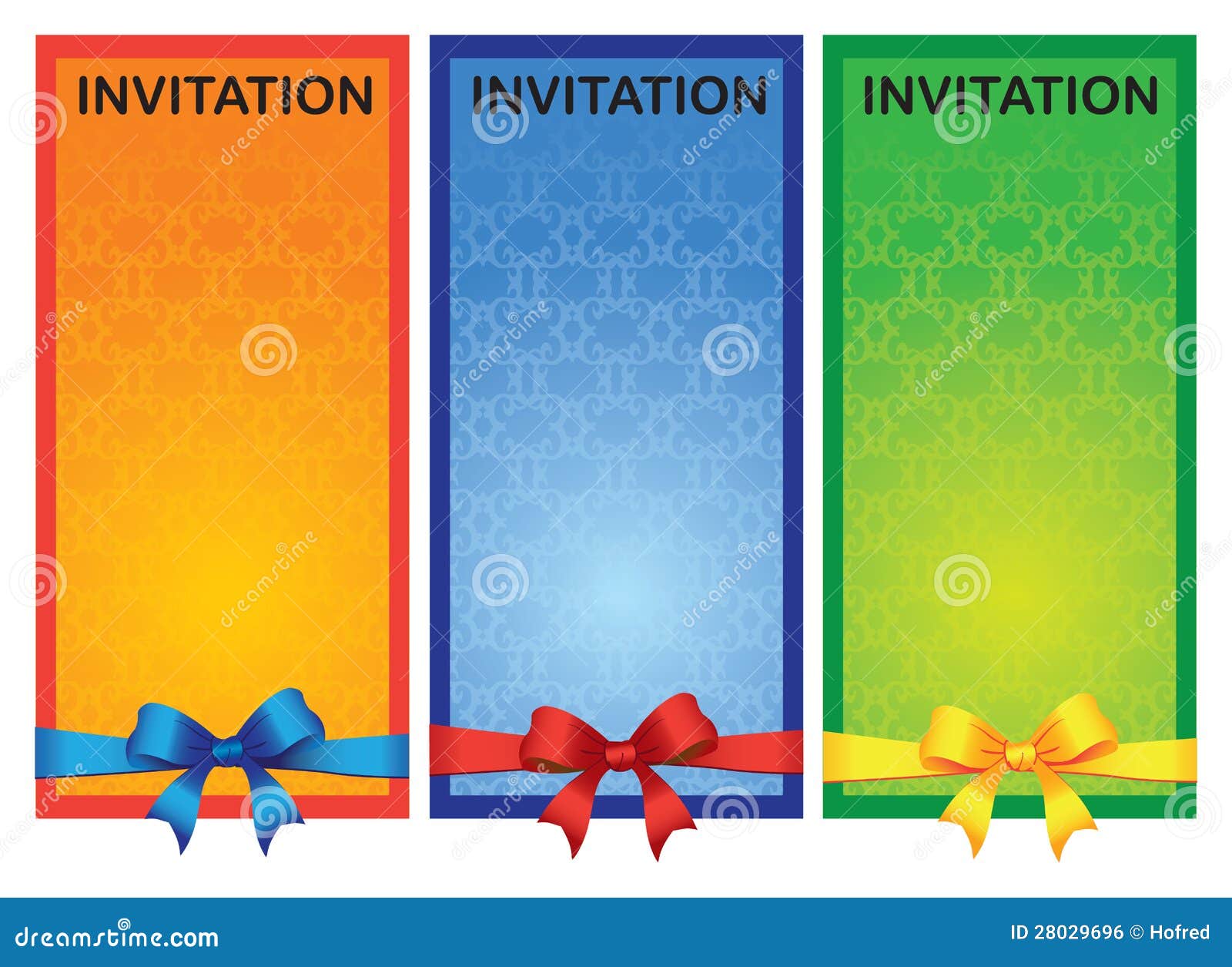 Three Vertical Invitation Card Stock Vector - Illustration of ...