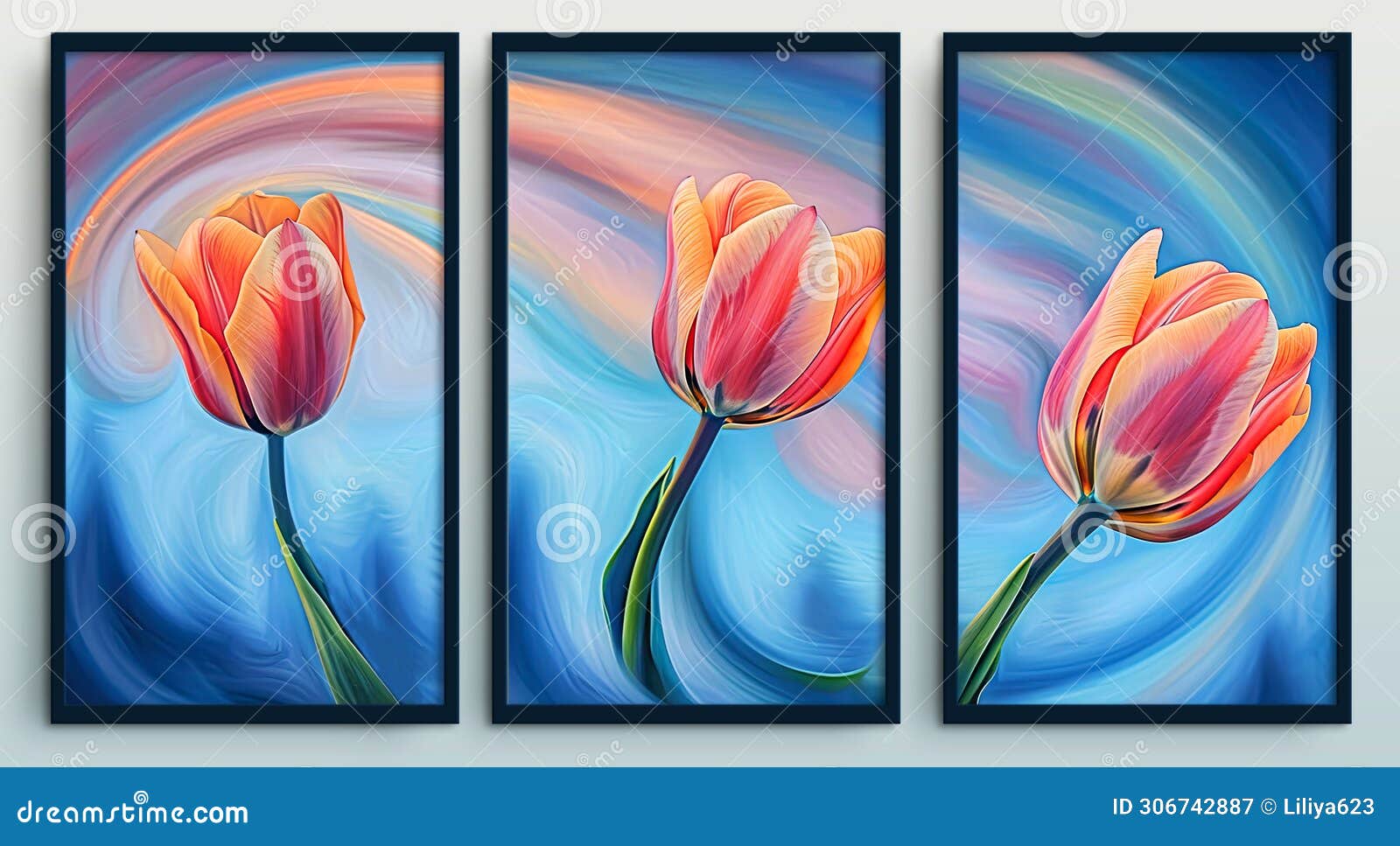 Three Vertical Posters with Beautiful Colorful Flower Stock ...