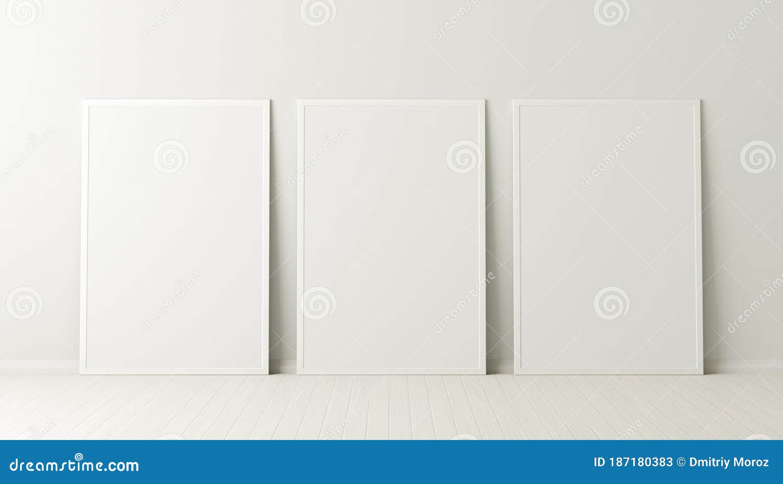 Three Vertical Frames Mockup Hanging On Wall. Mock Up Of Billboards In ...