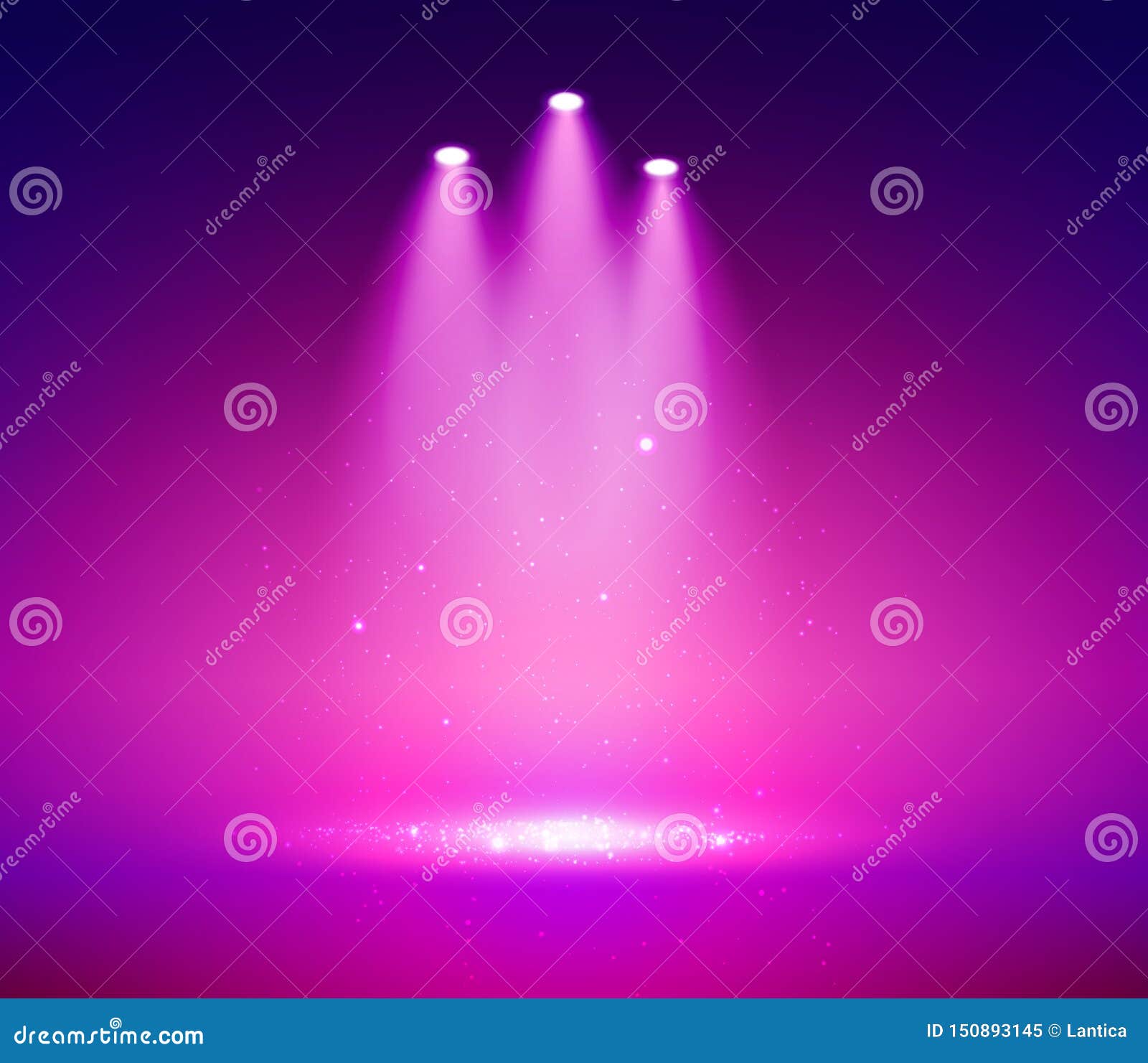 Three Vertical Spotlight on Stage for Your Design. Colorful Light ...